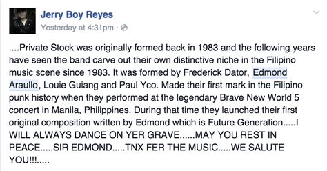 Filipino Punk Rock Scene The World Over Mourn Loss Of A Pinoy Punk