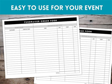 Fundraising Form Printable Sponsorship Form Fundraiser Form Sales Order Form Business Form