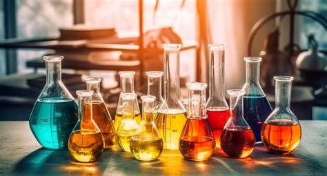Premium Photo Chemistry Experiment With Laboratory Flasks Ai Generative