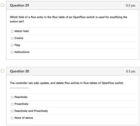 solved which field of a flow entry in the flow table of an openflow