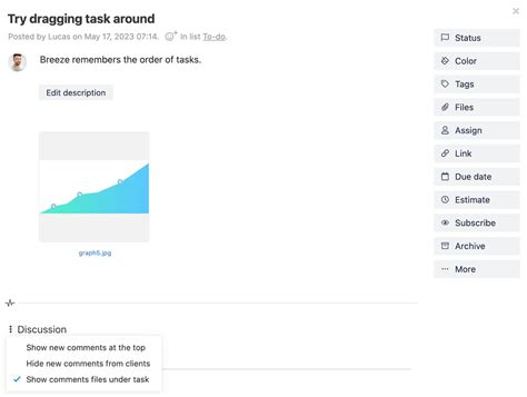 New Features Project Tags Comment Files Todos