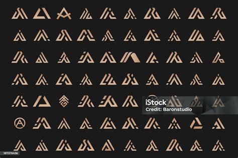 Collection Abstract Letter 로고 디자인 모던 로고타입 골드 컬러의 디자인 벡터 일러스트 레이 션 0명에 대한 스톡 벡터 아트 및 기타 이미지 Istock