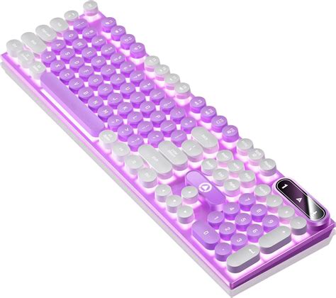 Light Up Keyboard 104 Keys Round Keycaps Splashproof Gamer Keyboard Cute Wireless Light Up