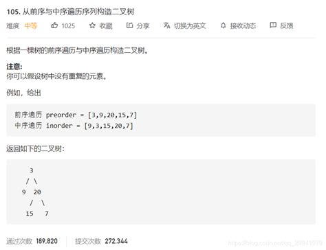 Leetcode 105 从前序与中序遍历序列构造二叉树 Csdn博客
