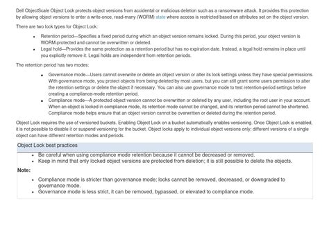 Object Lock Dell Objectscale Best Practices Dell Technologies Info Hub
