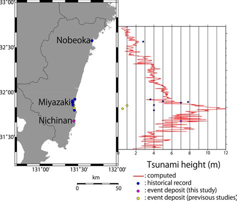 Computed Tsunami Heights Using Fault Model Of 1662 Hyuga Nada