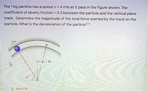 solved the 1 kg particle has a speed v 4 m s as it passes in the