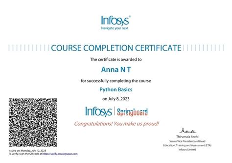 Infosysspringboard Pythonbasics Infosys Anna N T