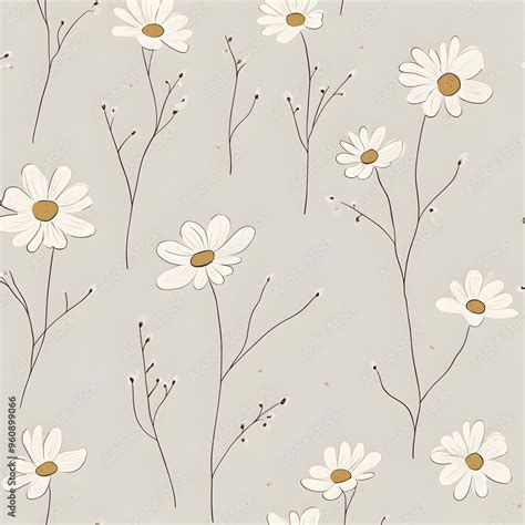 Minimalist Of A Floral Wallpaper Design Featuring Simple Line Drawings