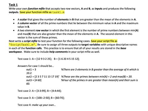 solved task 1 write your own function mfile that accepts two