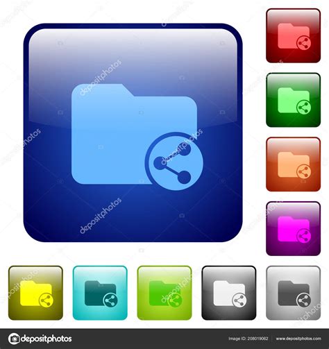 Share Directory Icons Rounded Square Color Glossy Button Set Stock Vector By ©renegadehomie
