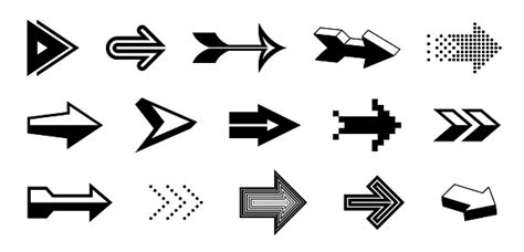 화살표는 다양한 모양 스타일 및 개념 아이콘 또는 로고 작성을위한 커서 웹 또는 인쇄를위한 그래픽 디자인 요소의 큰 세트를 벡터 개선에 대한 스톡 벡터 아트 및 기타 이미지