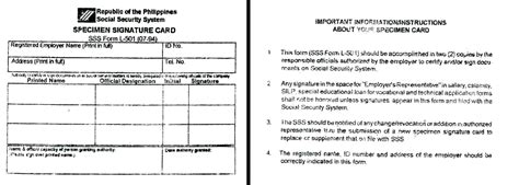 L501 Form Sss Specimen Signature