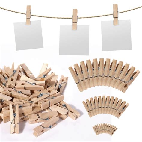 100 Piece Mini Wooden Photo Clips Set 25cm For Creative Display Of