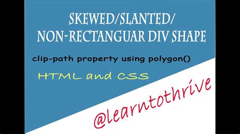HTML CSS Skewed Slanted Tilted Div Shape Clip Path Property Polygon Hindi Learntothrive