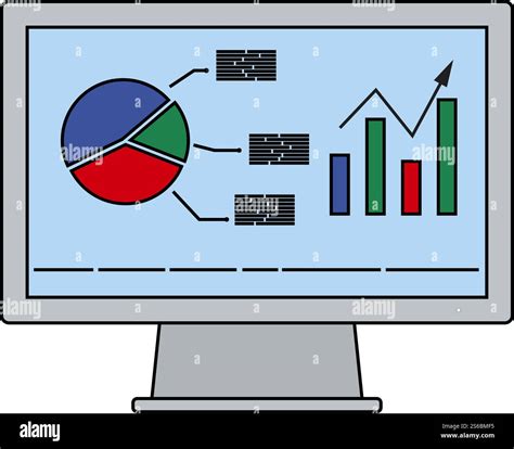 Monitor With Analytics Diagram Icon Editable Outline With Color Fill Design Vector