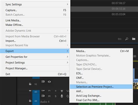 Solved How To Export A Sequence To A New Project Adobe Product