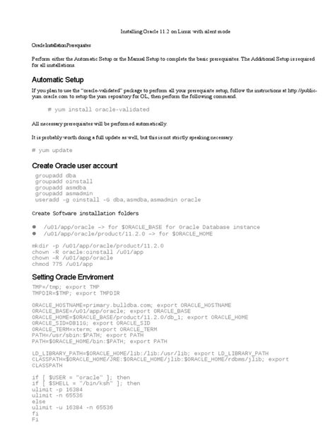 Installing Oracle 112 On Linux With Silent Mode Pdf Oracle