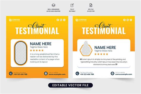 Creative Testimonial Design With Yellow And Dark Colors For Business Feedback Client Service