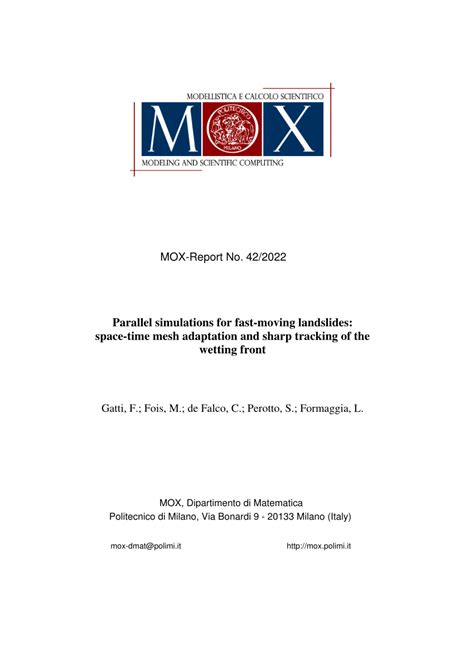 Pdf Parallel Simulations For Fast Moving Landslides Space Time Mesh