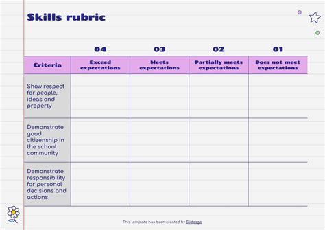 Brina Marker Pen Notebook Style Skills Rubric My Planner
