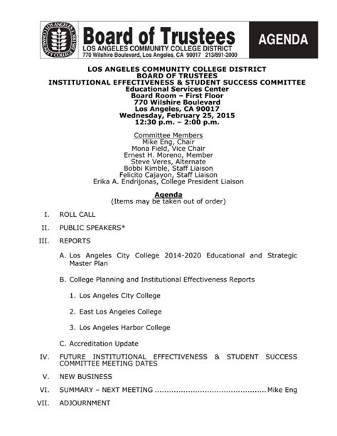 Los Angeles Community College District Board Of Trustees