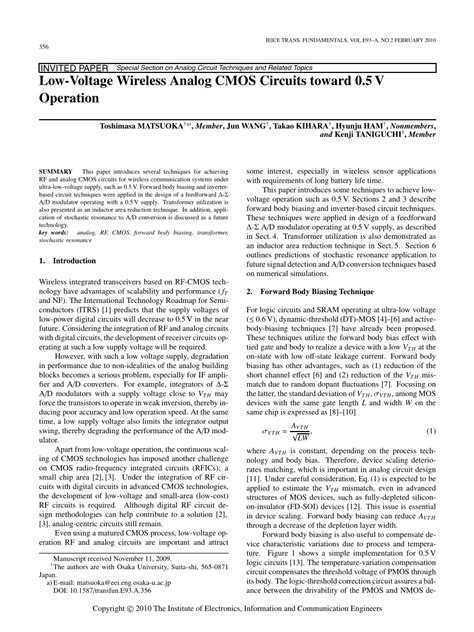 Pdf Low Voltage Wireless Analog Cmos Circuits Toward 0 5 V Operation