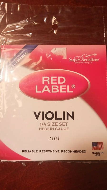 Super Sensitive Red Label Violin String Full Set Mediun Gauge Reverb