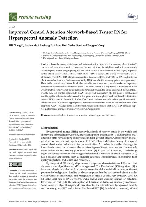 Pdf Improved Central Attention Network Based Tensor Rx For