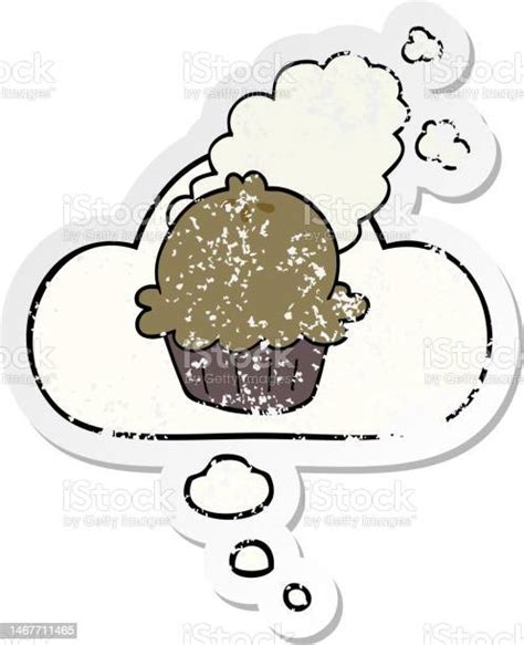 고민 된 착용 스티커로 생각 거품과 귀여운 만화 파이 귀여운에 대한 스톡 벡터 아트 및 기타 이미지 귀여운 그런지 이미지