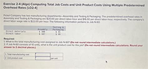 Solved Exercise 2 4 Algo Computing Total Job Costs And