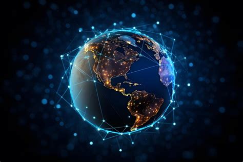 Premium Photo Earth Globe With Points Connected With Lines Global