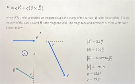 Solved F QE Q VB Where F Is The Force Exerted On The Chegg Com