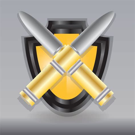 Crossed Bullets With Shield Vector Illustration Decorative Design Stock Vector Illustration