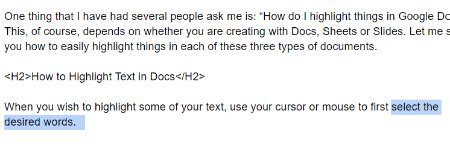 Google Docs Highlight Text