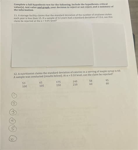 Solved Complete A Full Hypothesis Test For The Following