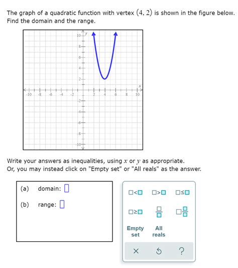 solved the graph of a quadratic function with vertex 4 2
