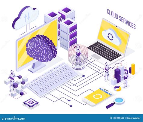 Robotic Automation Isometric Concept Stock Vector Illustration Of Intelligence Elements