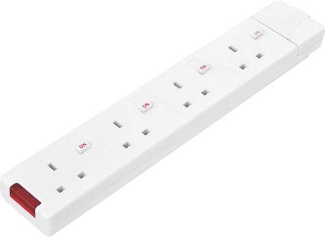 Masterplug 13a 4 Gang Unfused Rewireable Trailing Socket With Led White Screwfix