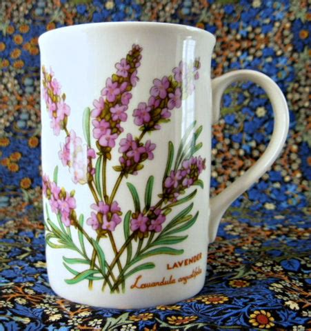 Mug Lavender Lavandula Botanical English Bone China Crown Trent 1990s