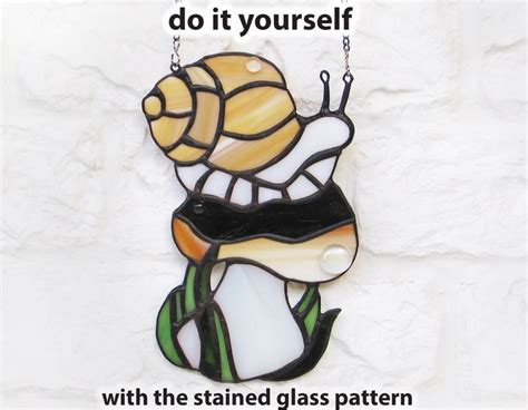 Snail On A Mushroom Stained Glass Window Suncatcher Digital Pattern