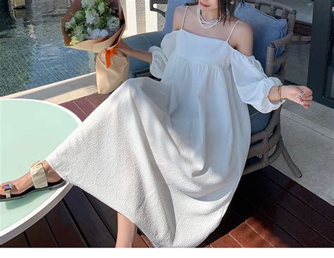 마이미미 오프여신 화이트 여름 뷔스티에 끈나시 롱원피스 바캉스 해외여행 휴양지 동남아 발리 괌 호캉스 화보 비치 드레스