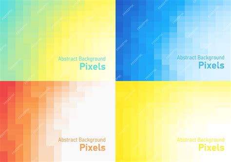 Premium Vector Abstract Pixels Pattern Geometric Mosaic Background Set Blue Green Yellow And
