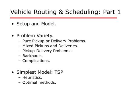 Ppt Vehicle Routing And Scheduling Part 1 Powerpoint Presentation Id