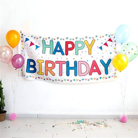 Happy Birthday Celebration Banner On White Background Stock