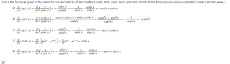 Solved Prove The Formulas Given In This Table For The