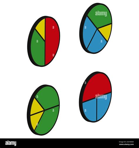 Colorful Pie Charts Circular Data Segments Infographic Visualization Set Bright Diagram