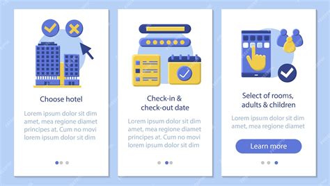 Premium Vector Hotel Booking Onboarding Mobile App Page Screen Vector
