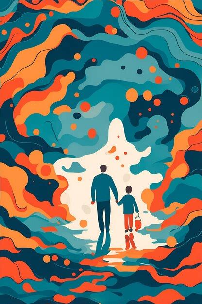 Premium Ai Image Organic Flat Abstract Father And Son Pattern Organic