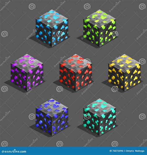 Isometric Game Pixel Brick Cubes Set Cube For Game Element Pixel